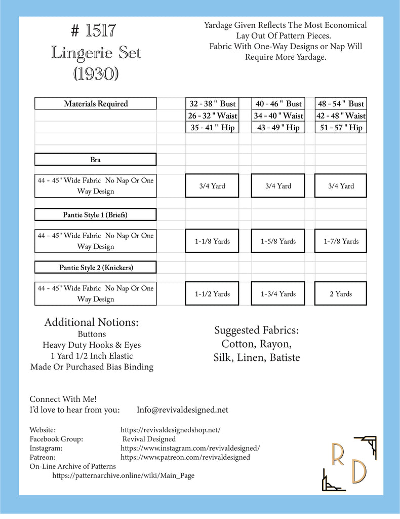 # 1517 - Lingerie Set (1930) - PDF DOWNLOAD – Revival Designed